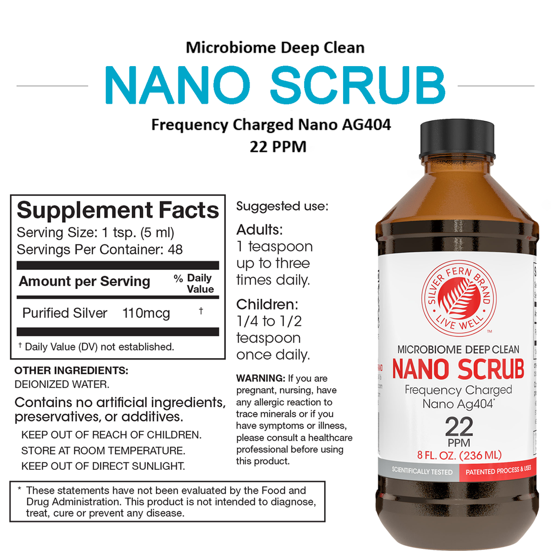 Nano Scrub - Silver 22PPM AG404 - Frequency Charged – Silver Fern™ Brand